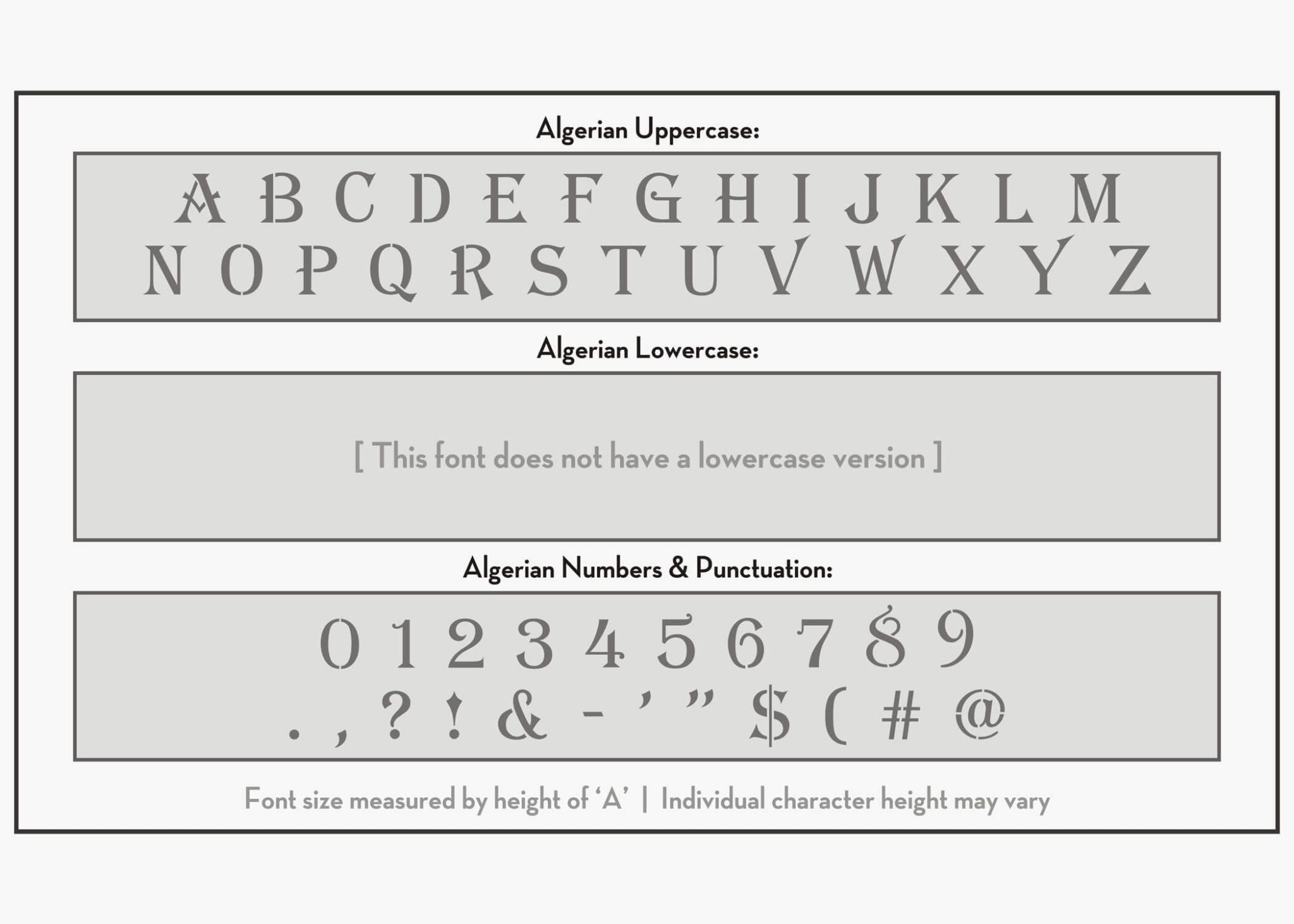 Algerian Font Alphabet Stencil | Letter Stencils | Stencils Online