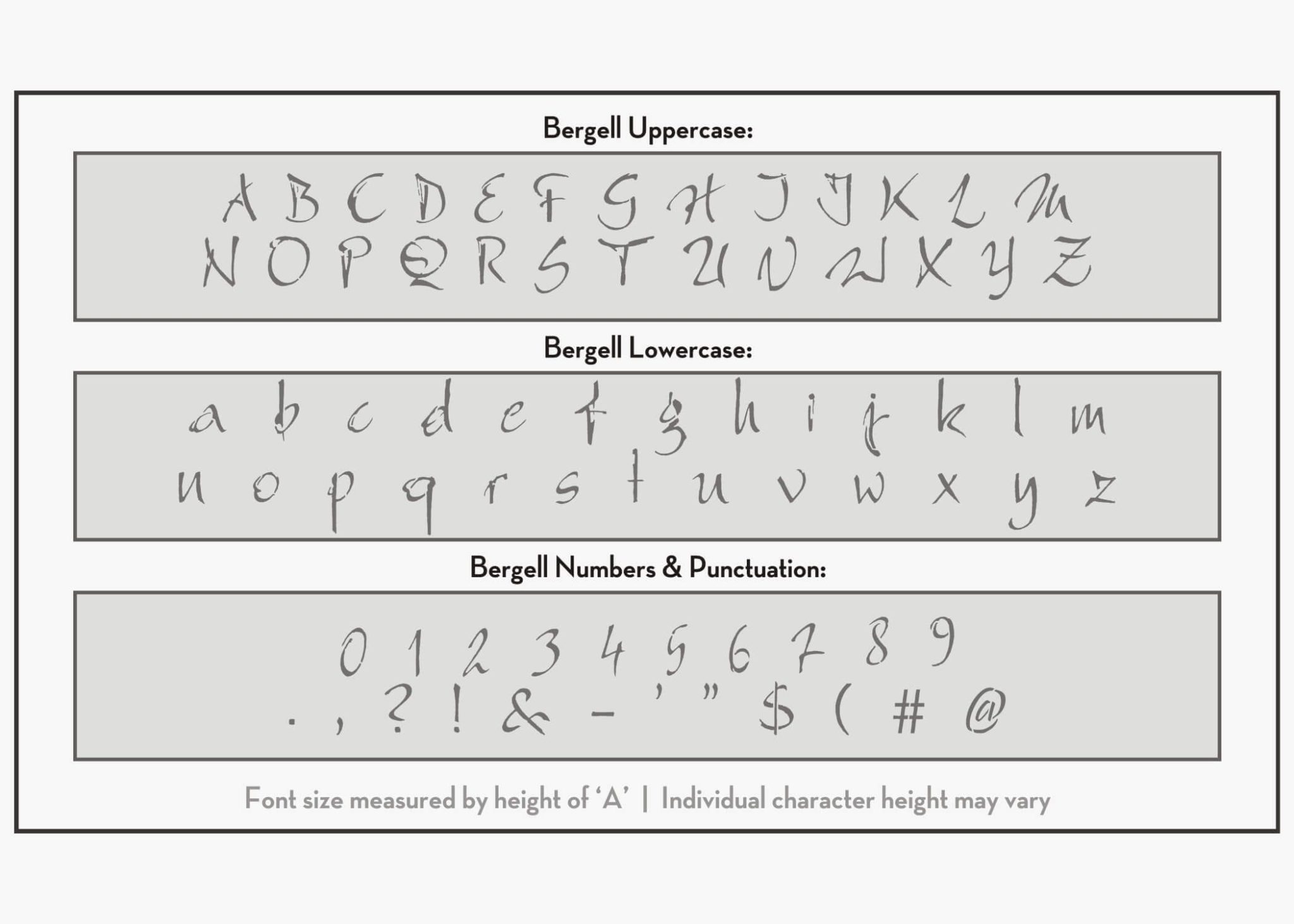 Bergell Font Alphabet Stencil | Letter Stencils | Stencils Online
