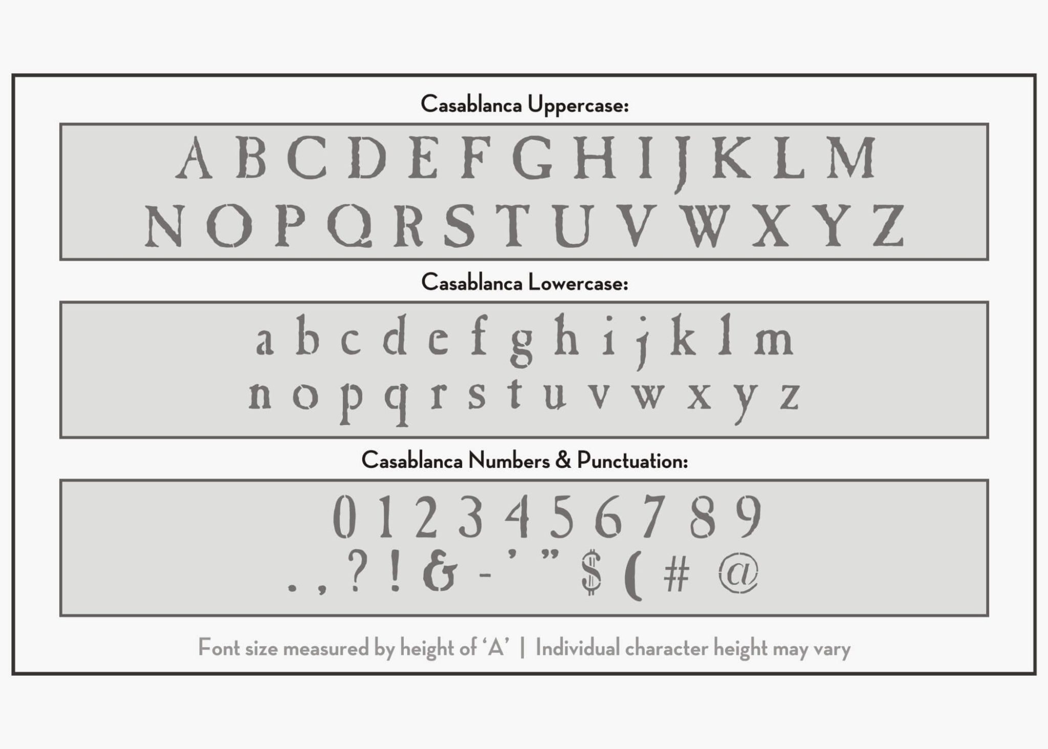Casablanca Font Alphabet Stencil | Letter Stencils | Stencils Online