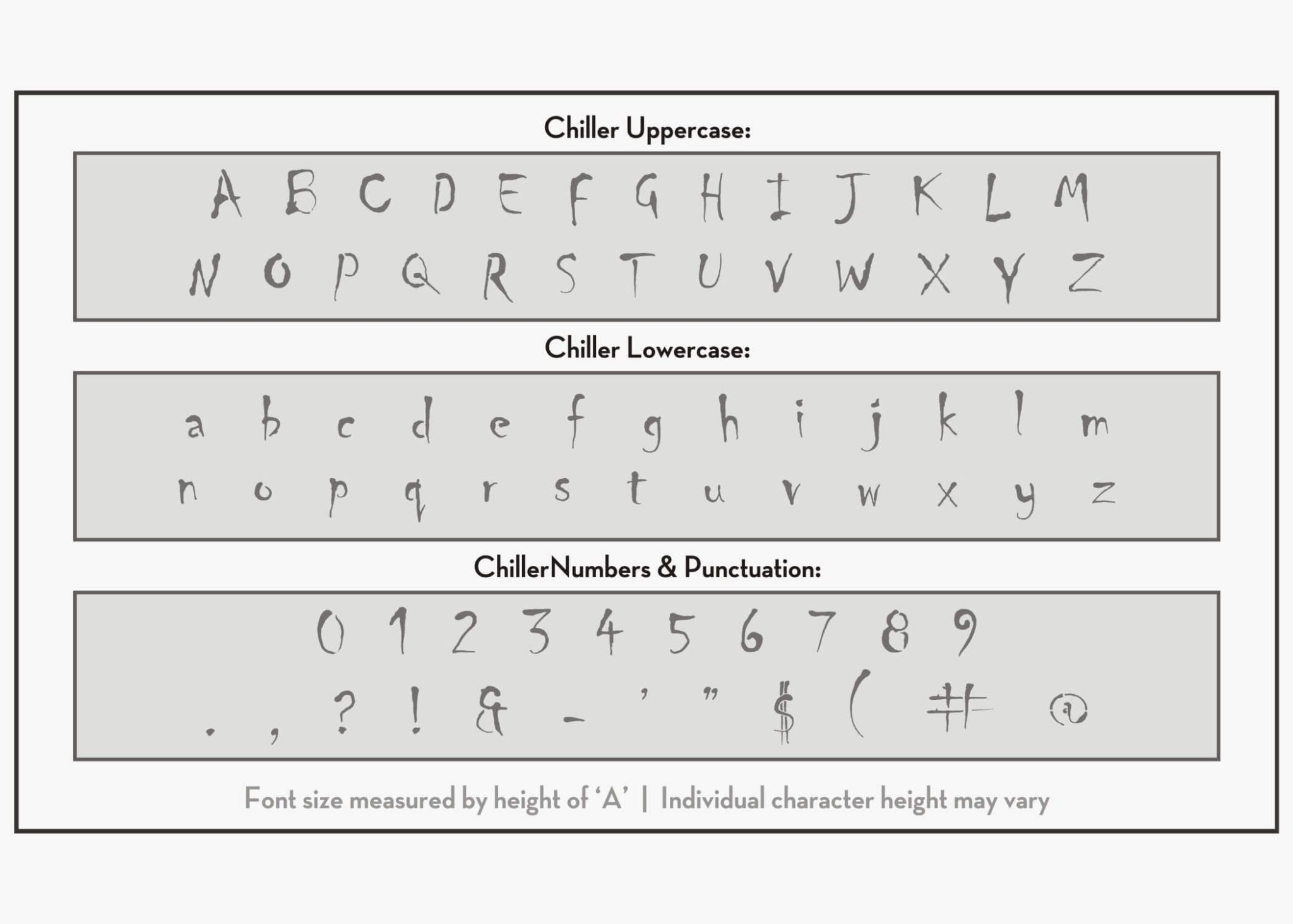 Chiller Font Alphabet Stencil | Letter Stencils | Stencils Online
