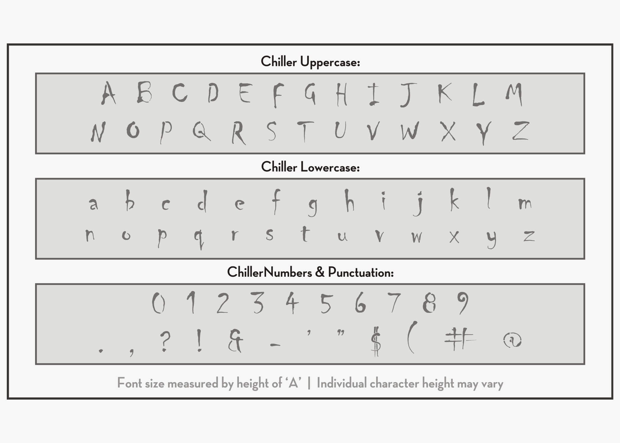 Chiller Font Alphabet Stencil | Letter Stencils | Stencils Online