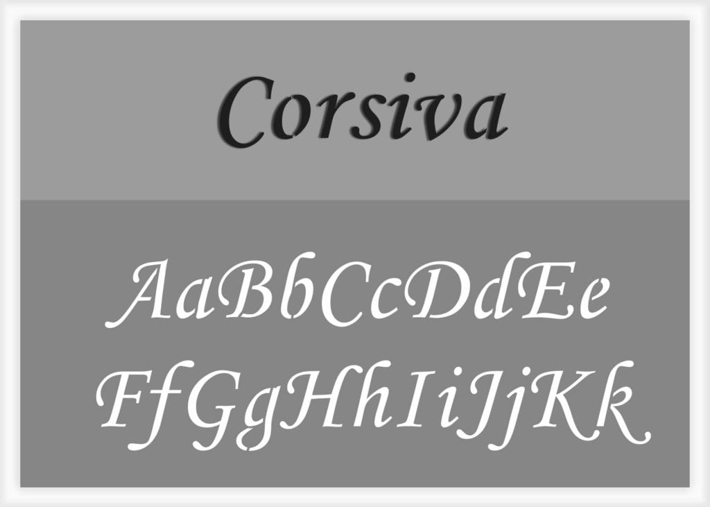 Corsiva Font Alphabet Stencil | Letter Stencils | Stencils Online