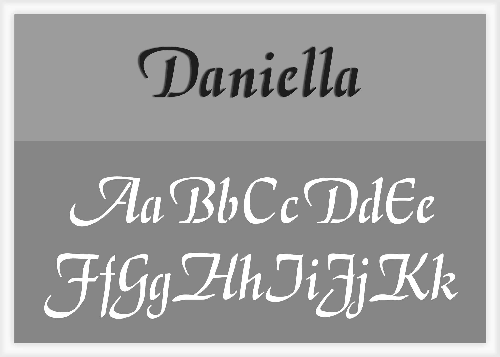 Daniella Font Alphabet Stencil | Letter Stencils | Stencils Online
