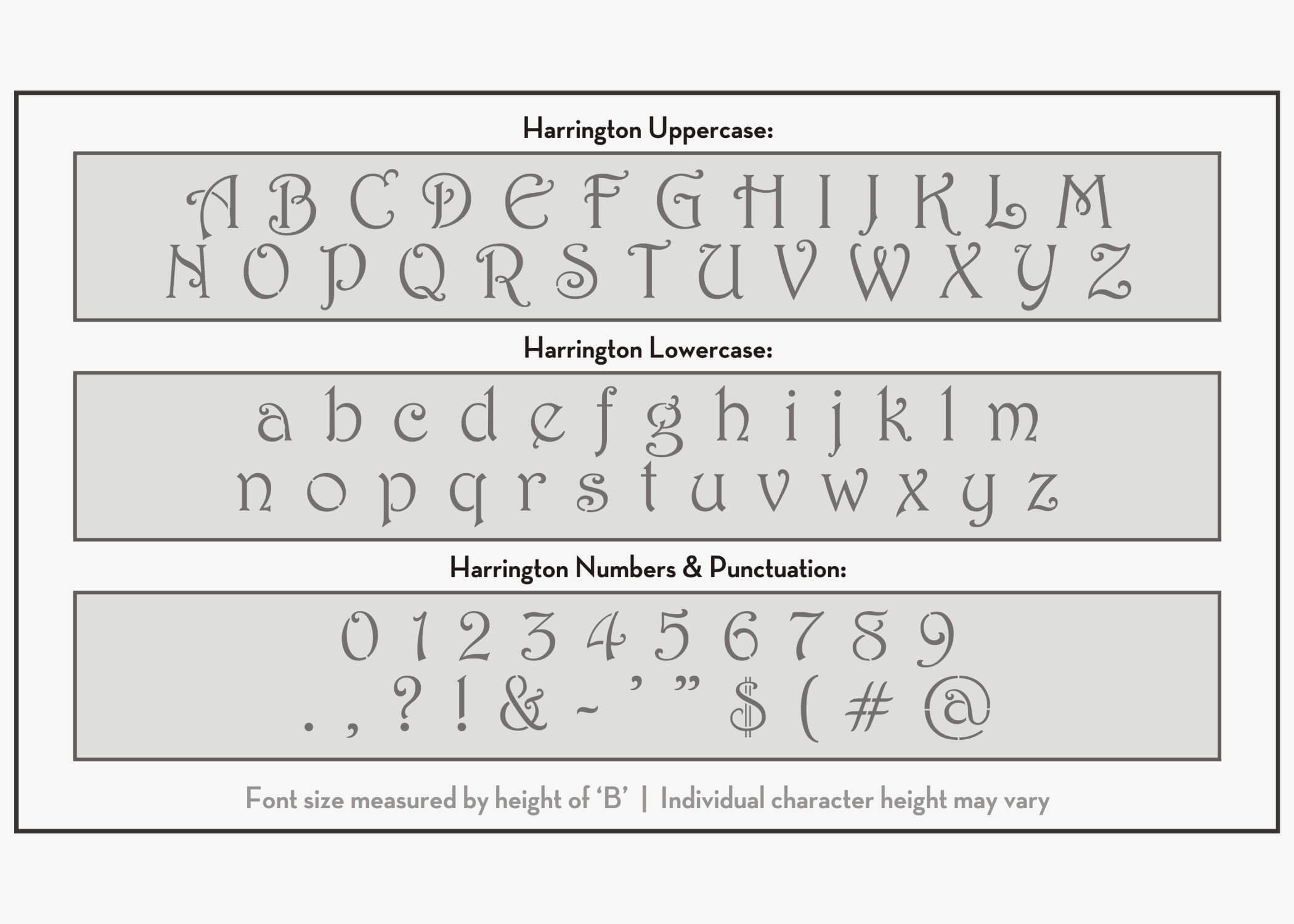 Harrington Font Alphabet Stencil | Letter Stencils | Stencils Online