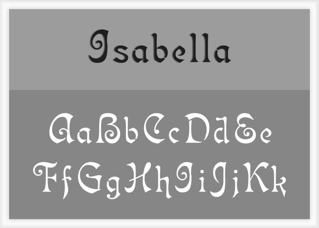 Isabella Font Alphabet Stencil | Letter Stencils | Stencils Online