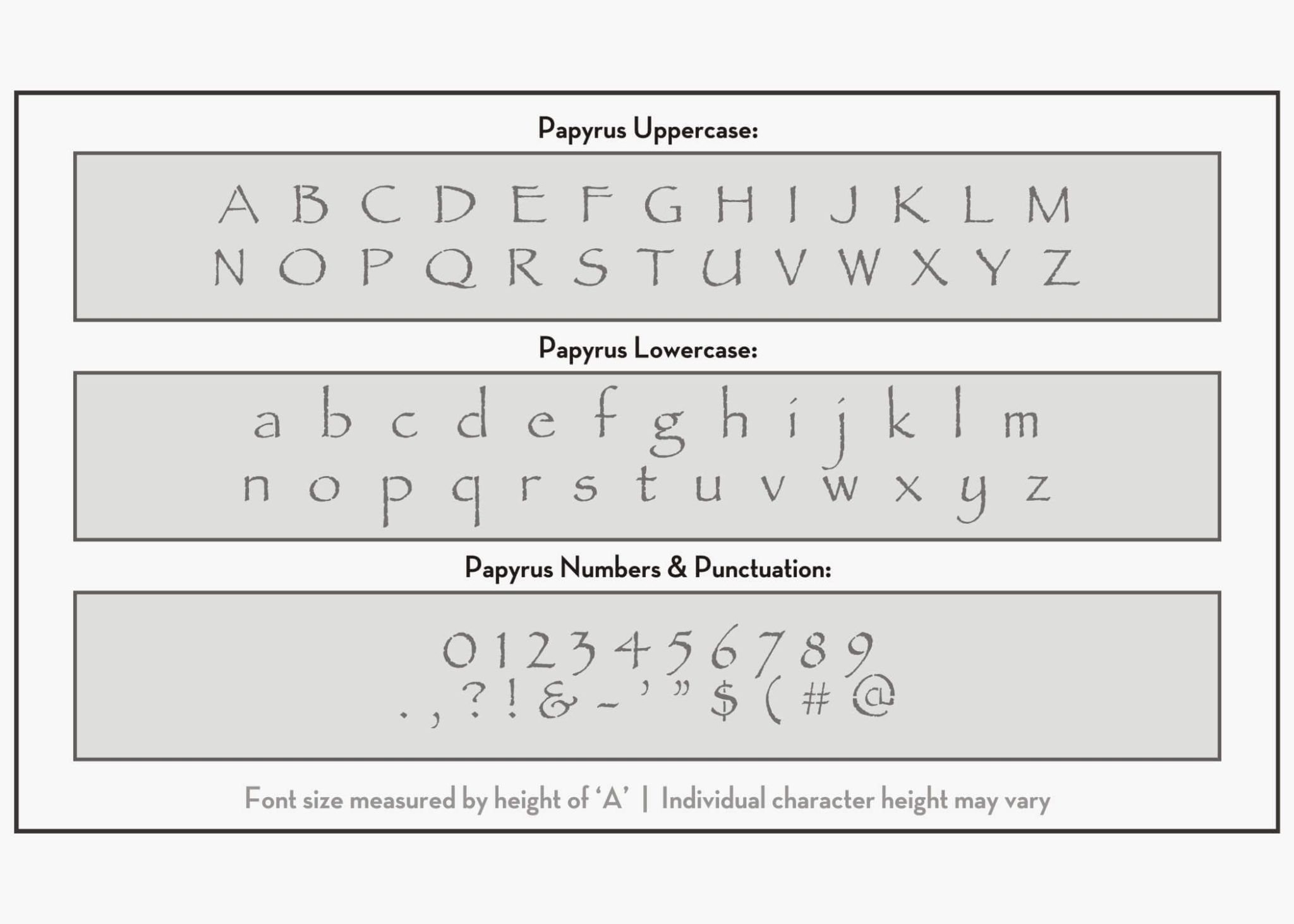Papyrus Font Alphabet Stencil | Letter Stencils | Stencils Online
