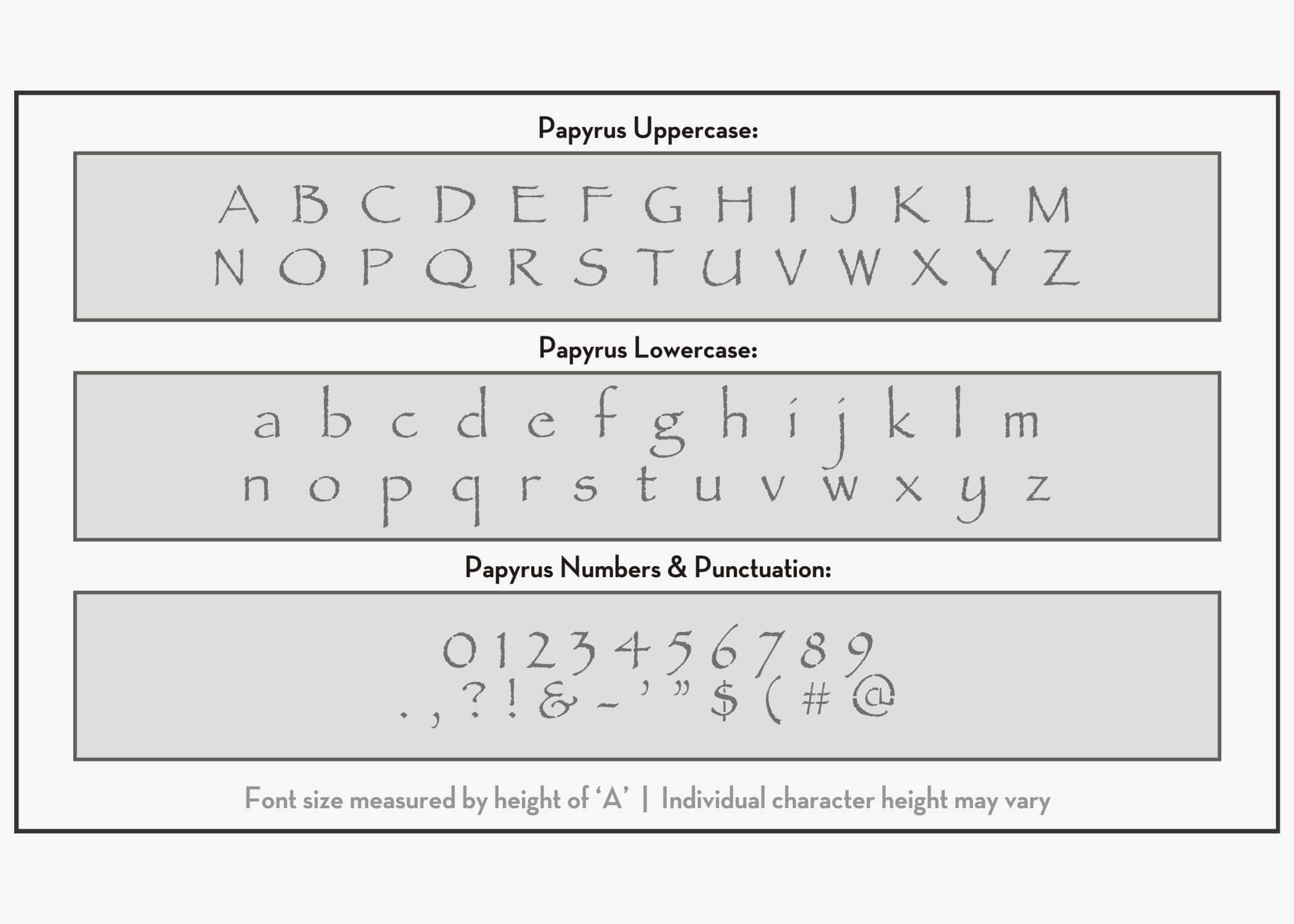 Papyrus Font Alphabet Stencil | Letter Stencils | Stencils Online