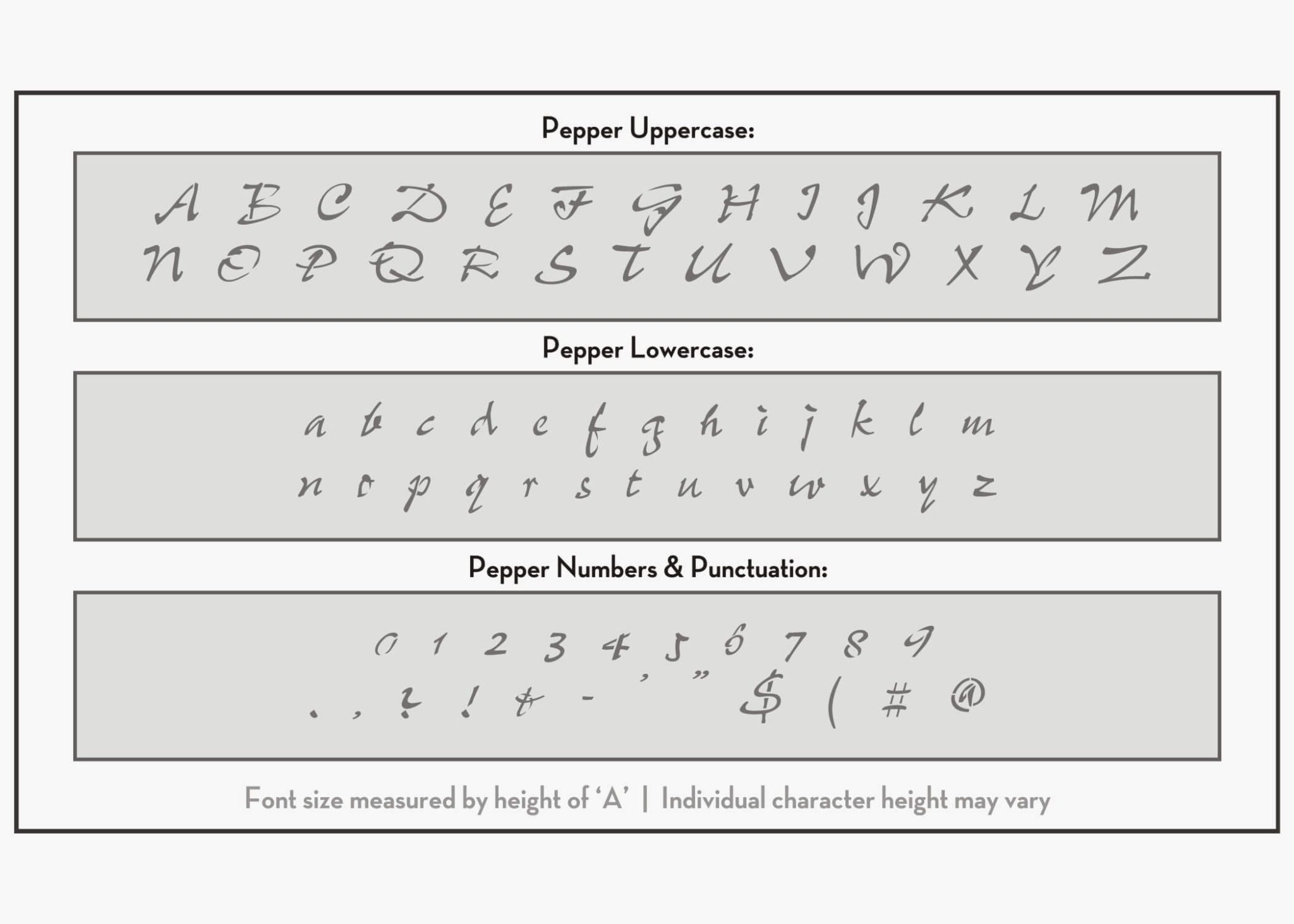 Pepper Font Alphabet Stencil | Letter Stencils | Stencils Online