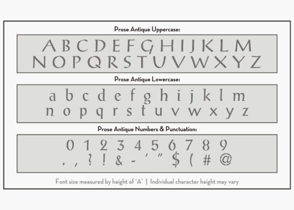 Prose Antique Font Alphabet Stencil | Letter Stencils | Stencils Online