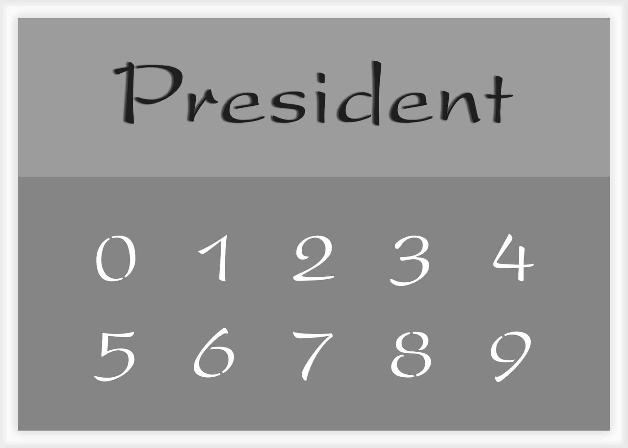 President Font Number Stencil | Stencil Numbers | Stencils Online