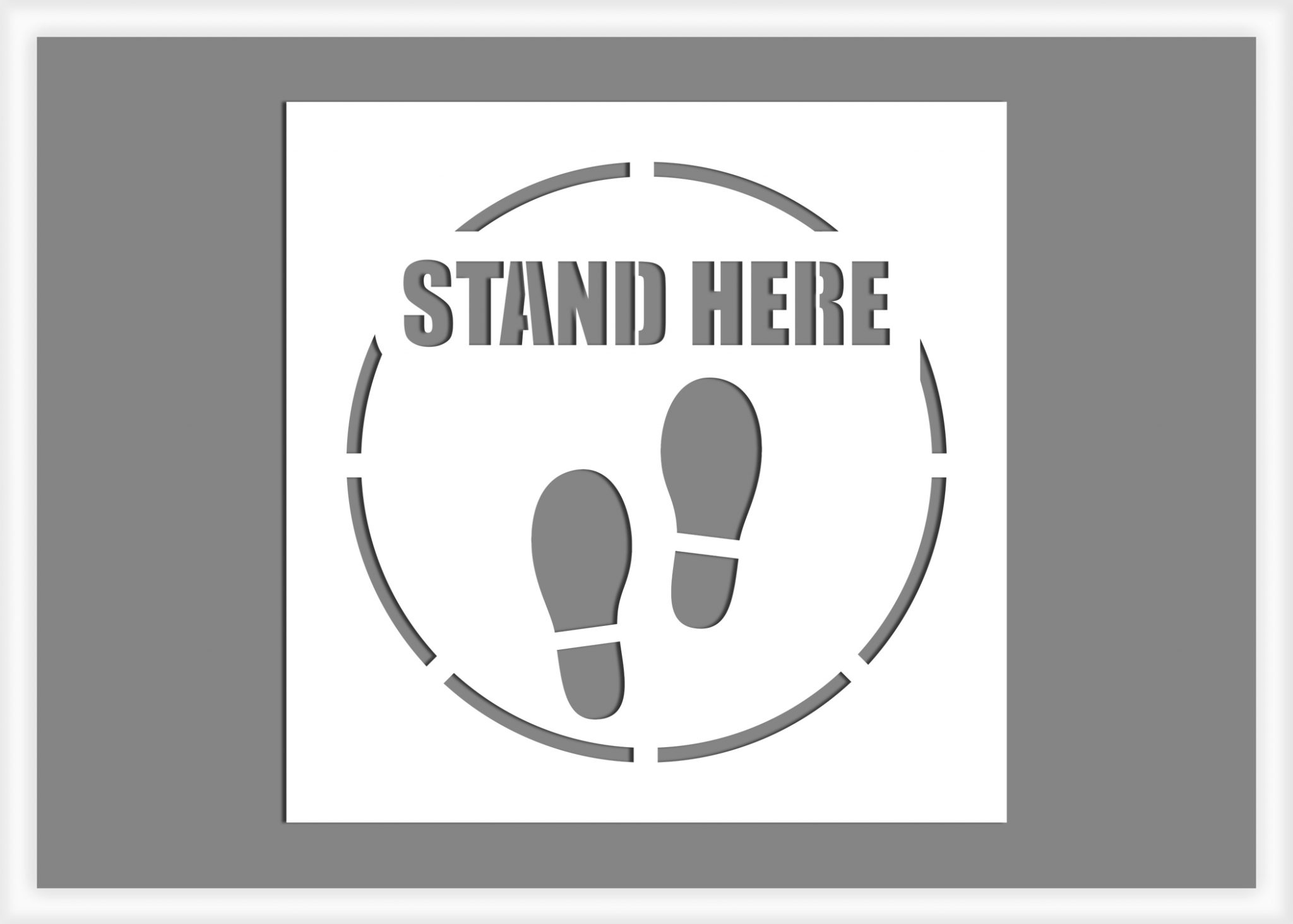 Stand Here Stencil 1 | Social Distancing Sign Stencils | Stencils Online