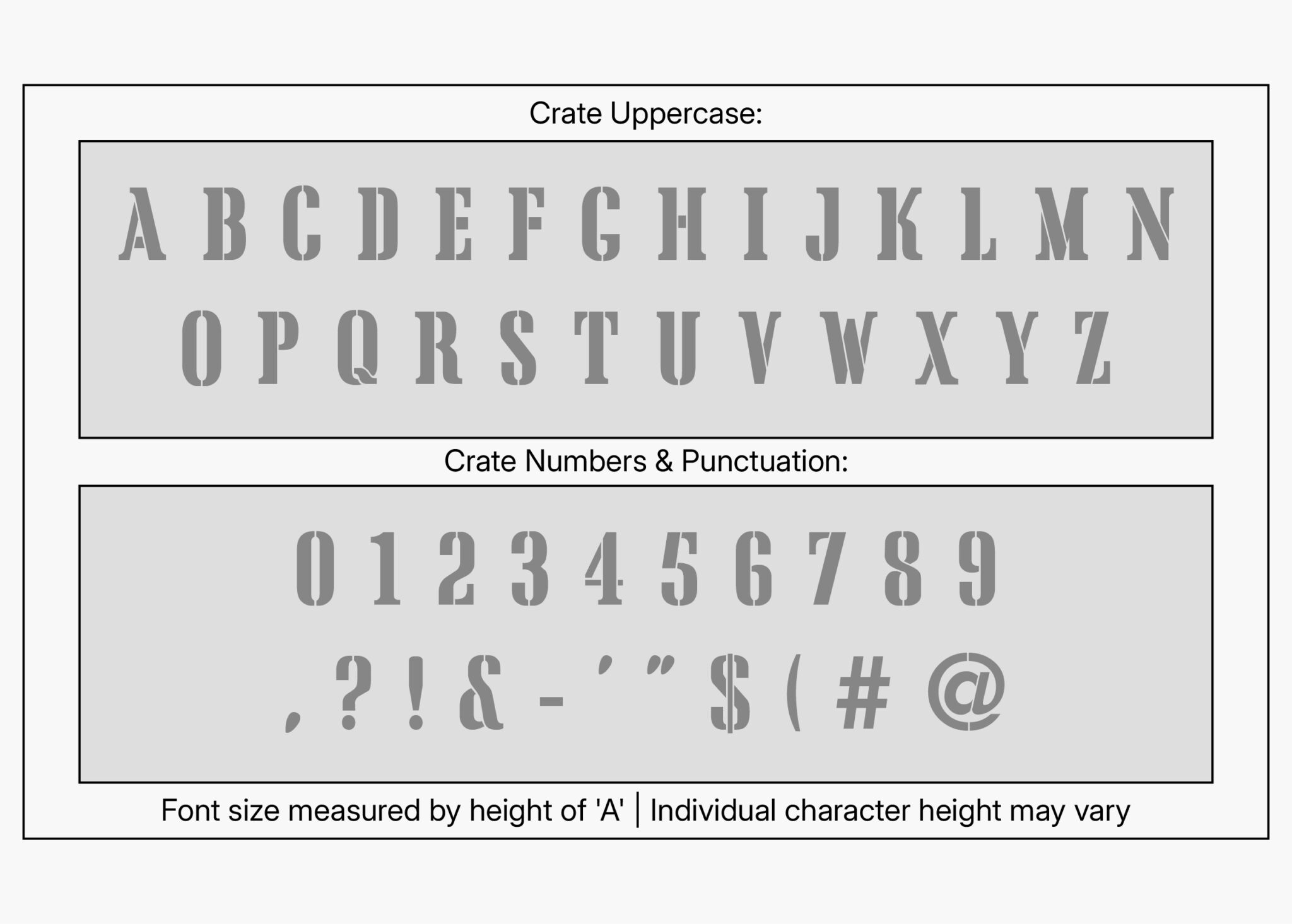 Crate Font Alphabet Stencil | Letter Stencils | Stencils Online